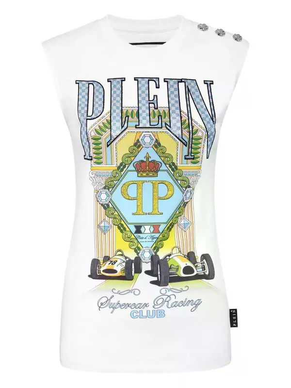 Philipp Plein Supercar Racing Club Tank Top - White