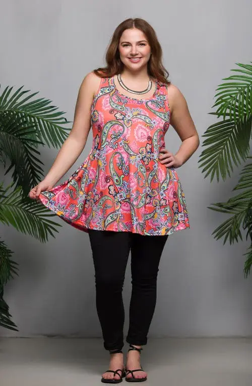 24SEVEN COMFORT APPAREL Paisley Tank Top