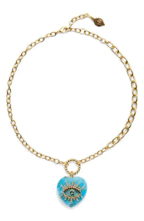 Kurt Geiger Evil Eye & Heart Pendant Necklace - Turquoise