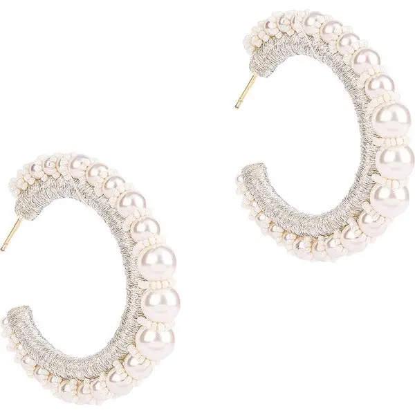 Deepa Gurnani Peppa Hoop Earrings - Ivory