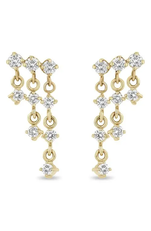 Zoe Chicco Diamond Waterfall Drop Earrings - 14k Yellow Gold