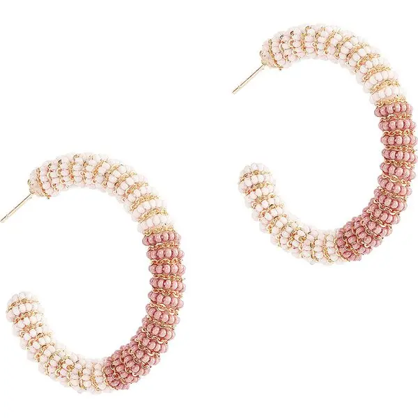 Deepa Gurnani Misia Two-tone Hoop Earrings - Multi Dusty Pink