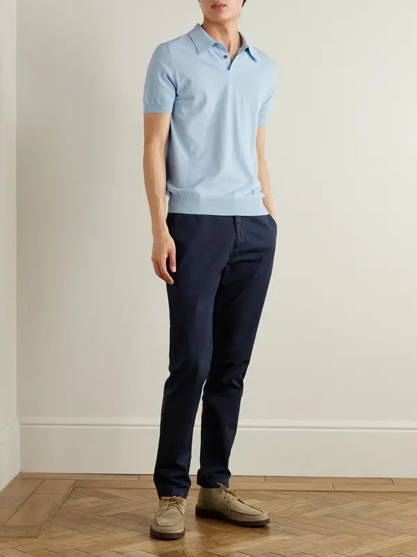 Sunspel Straight-leg Garment-dyed Cotton-blend Twill Chinos - Blue