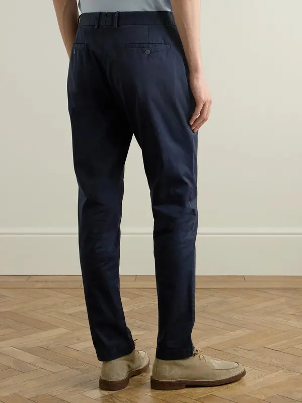 Sunspel Straight-leg Garment-dyed Cotton-blend Twill Chinos - Blue