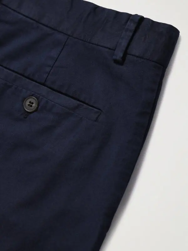 Sunspel Straight-leg Garment-dyed Cotton-blend Twill Chinos - Blue