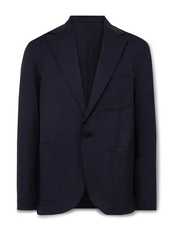 STOFFA Unstructured Wool Suit Jacket - Blue