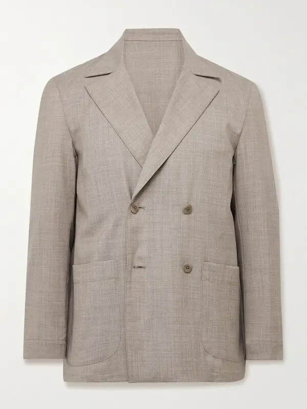 STOFFA Unstructured Double-breasted Wool Suit Jacket
