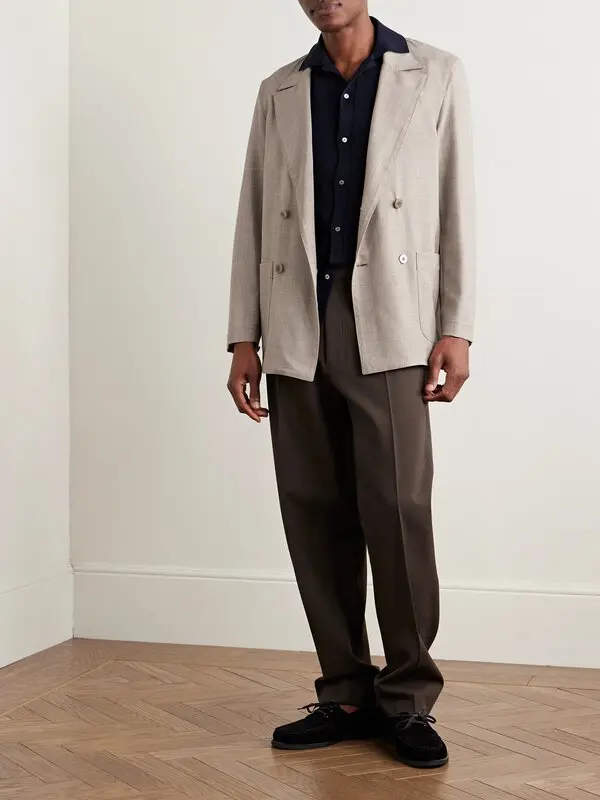 STOFFA Unstructured Double-breasted Wool Suit Jacket