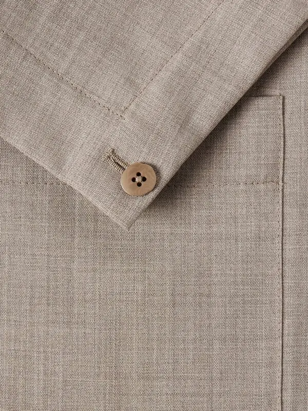 STOFFA Unstructured Double-breasted Wool Suit Jacket - Taupe