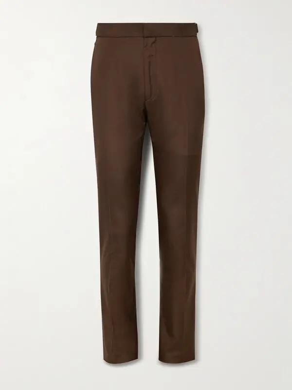 TOM FORD Slim-fit Silk Trousers - Brown