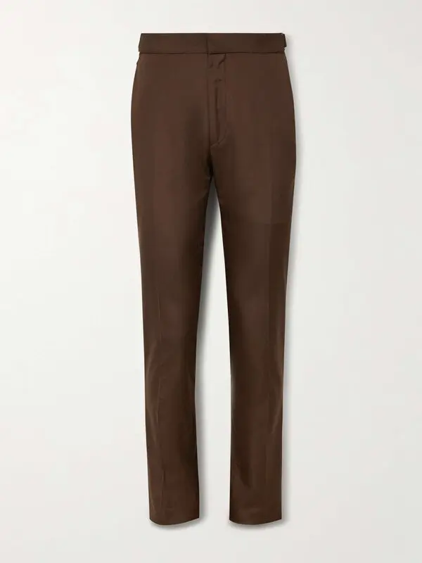 TOM FORD Slim-fit Silk Trousers - Dark Brown