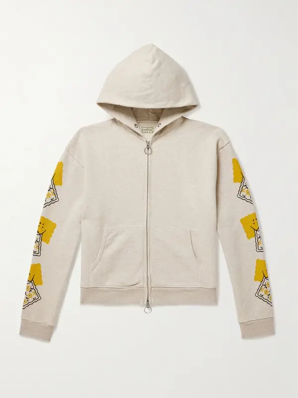 Kapital Printed Cotton-jersey Zip-up Hoodie - Neutrals