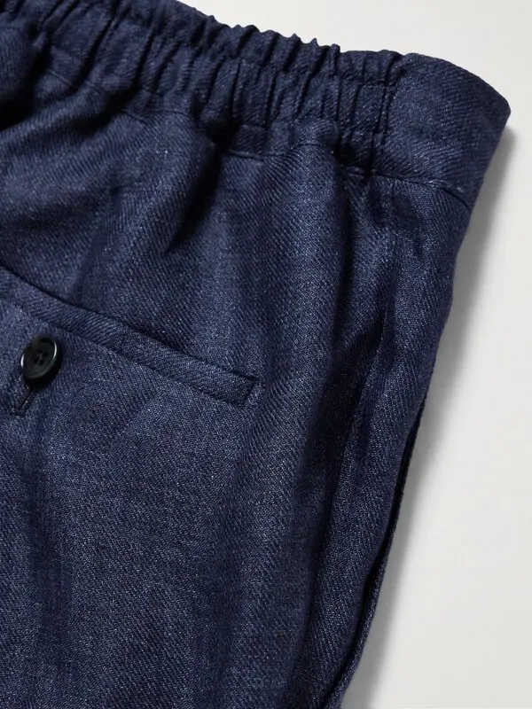 DE PETRILLO Straight-leg Pleated Linen Drawstring Trousers