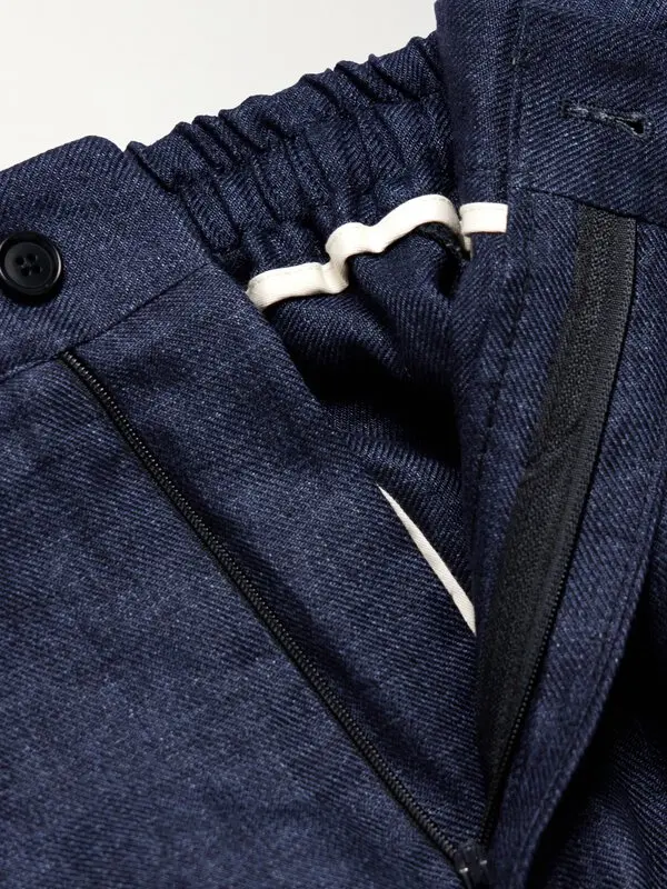 DE PETRILLO Straight-leg Pleated Linen Drawstring Trousers