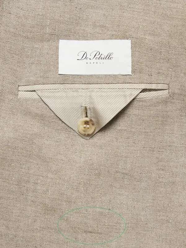 DE PETRILLO Double-breasted Herringbone Linen Blazer