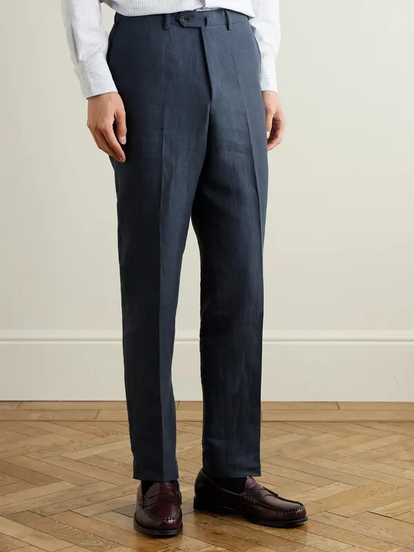 DE PETRILLO Straight-leg Linen Suit Trousers