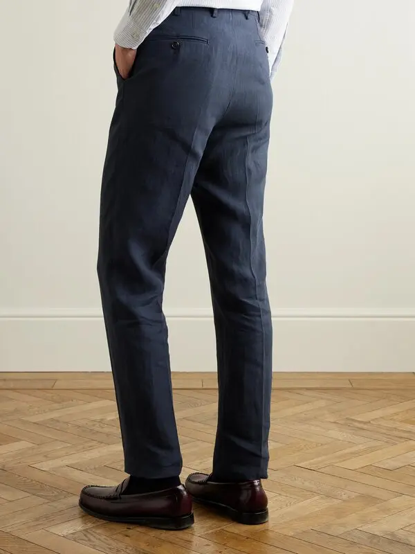 DE PETRILLO Straight-leg Linen Suit Trousers