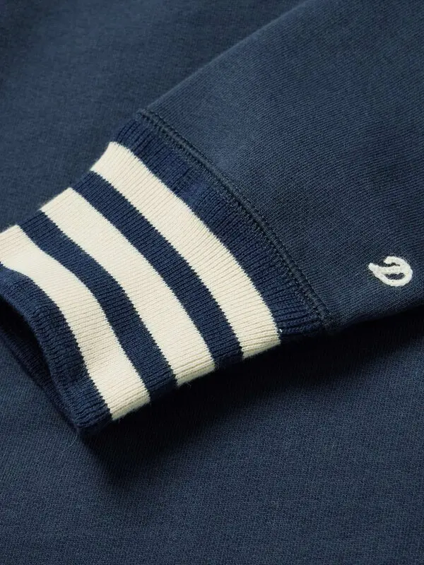 DRAKE'S Logo-embroidered Striped Cotton-jersey Sweatshirt