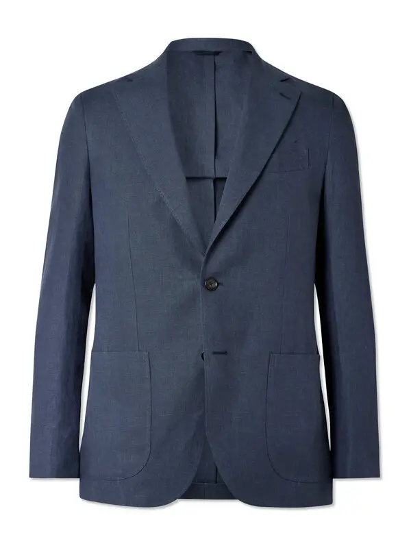 DE PETRILLO Linen Suit Jacket - Blue