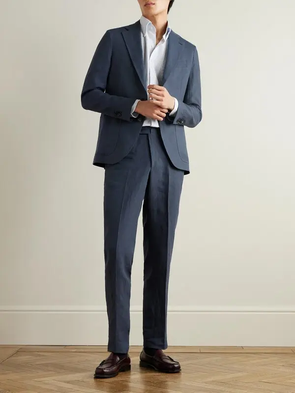 DE PETRILLO Linen Suit Jacket - Blue