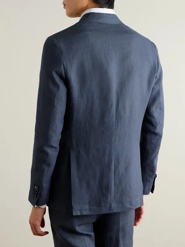 DE PETRILLO Linen Suit Jacket - Blue
