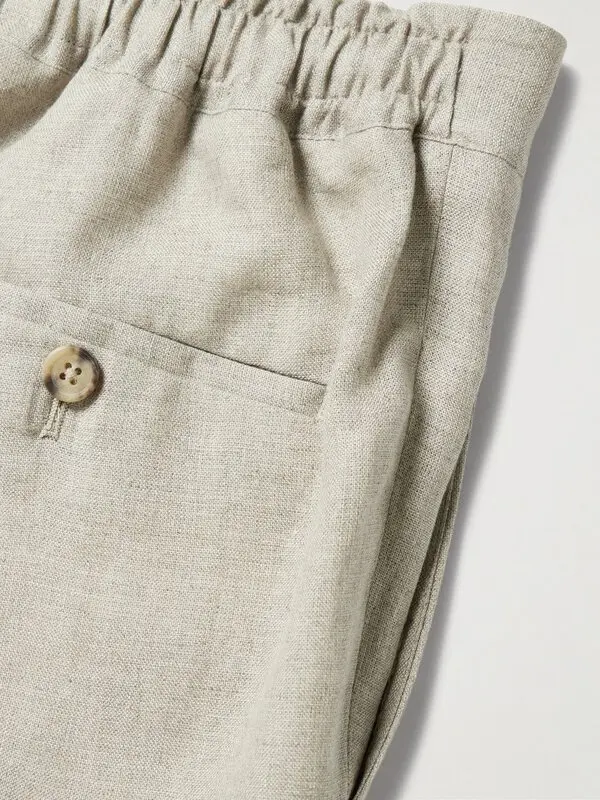DE PETRILLO Straight-leg Pleated Linen Drawstring Trousers