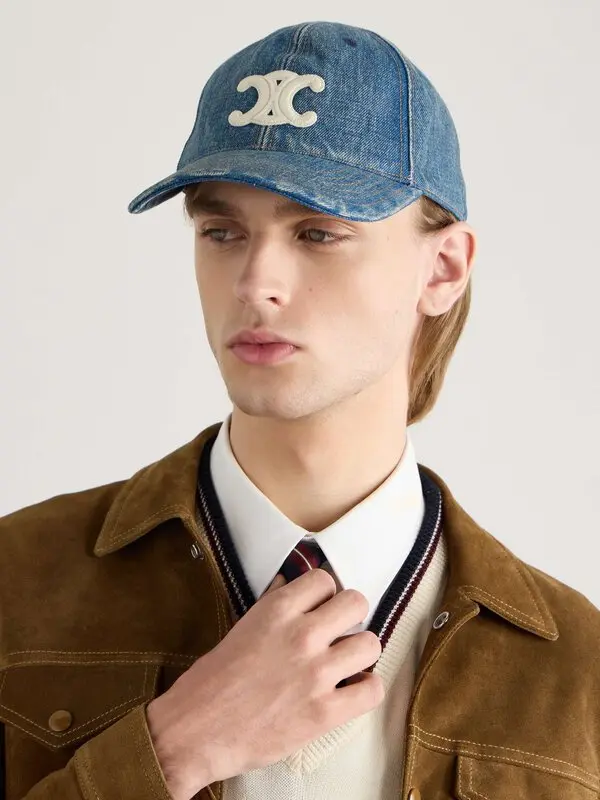 Celine blue denim Cap with off-White Logo CELINE Logo-Appliquéd Denim Baseball Cap for Men | MR PORTER main image 4