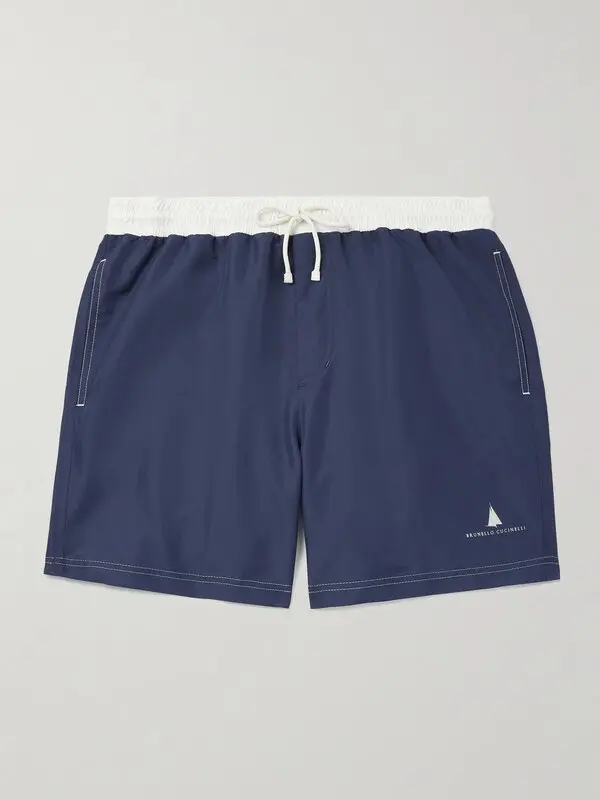Brunello Cucinelli Straight-leg Mid-length Swim Shorts - Blue