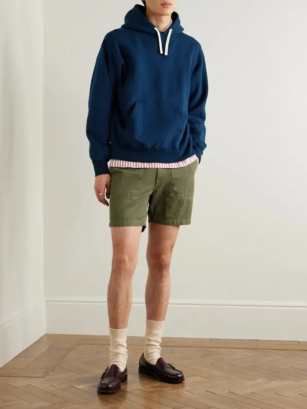 BEAMS Cotton-jersey Hoodie - Blue