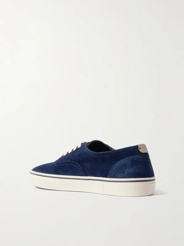 Brunello Cucinelli Leather-trimmed Suede Sneakers - Blue