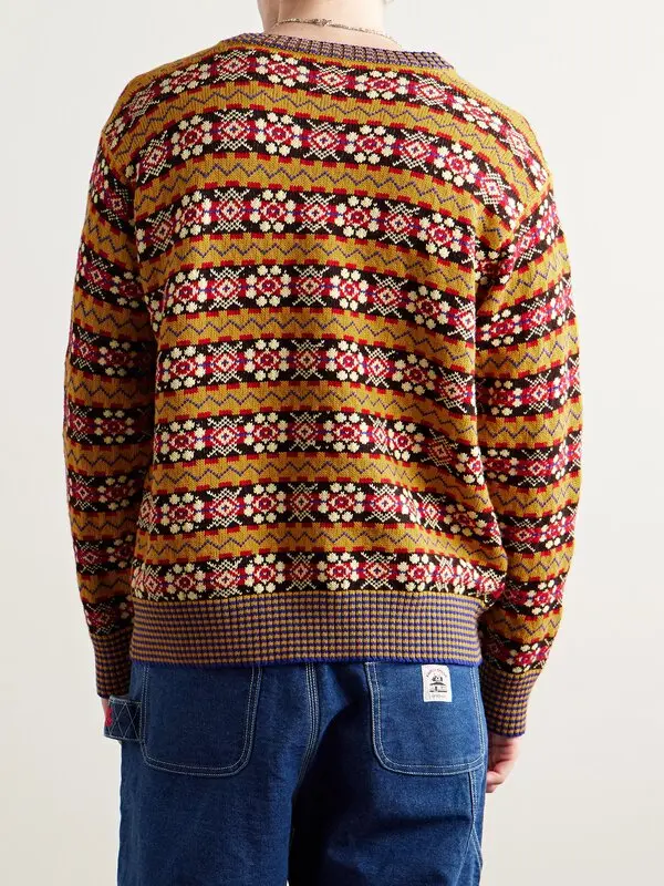 BODE Bracken Jacquard-knit Pima Cotton Sweater - Brown