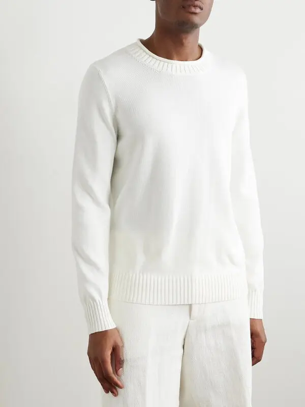 Brunello Cucinelli Cotton Crewneck Sweater - White