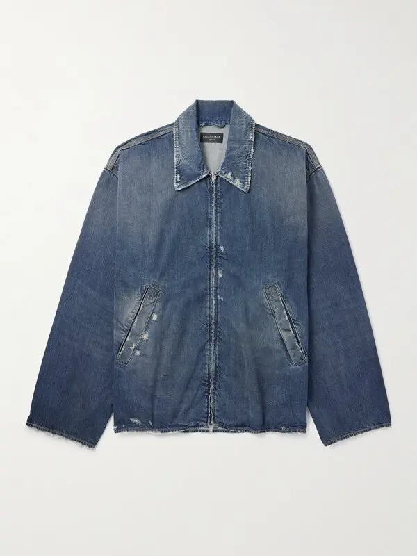 Balenciaga Oversized Distressed Denim Jacket