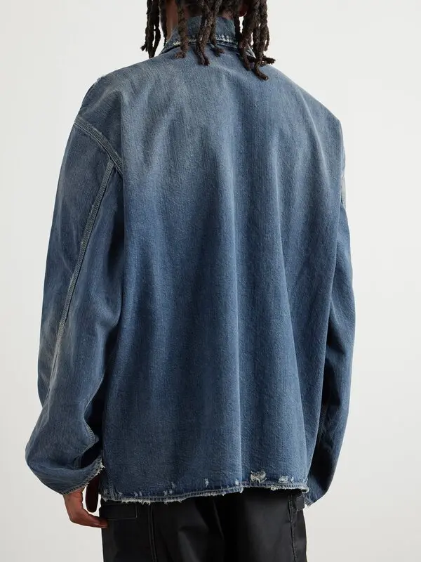 Balenciaga Oversized Distressed Denim Jacket