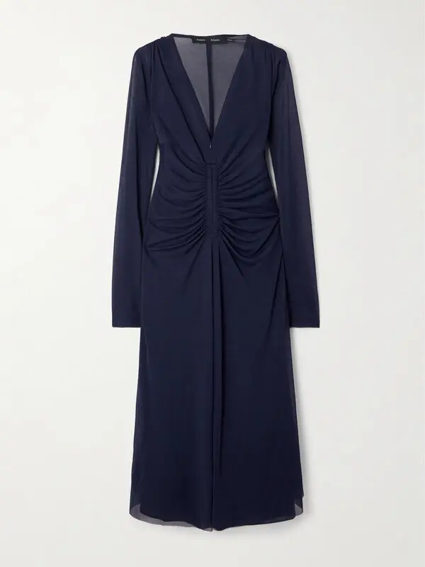Proenza Schouler Kerstin Ruched Jersey Midi Dress - Blue