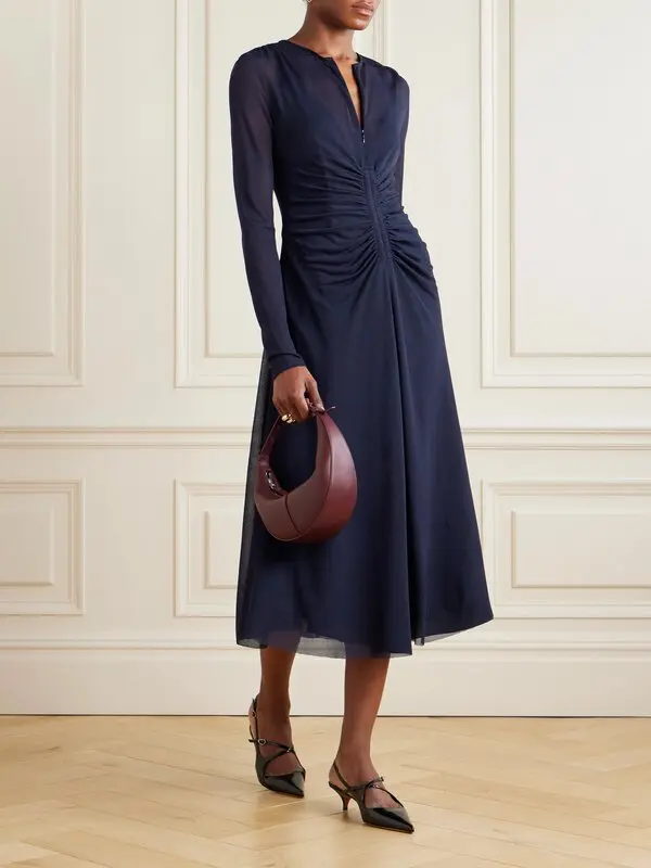 Kerstin Ruched Jersey Midi Dress - Blue