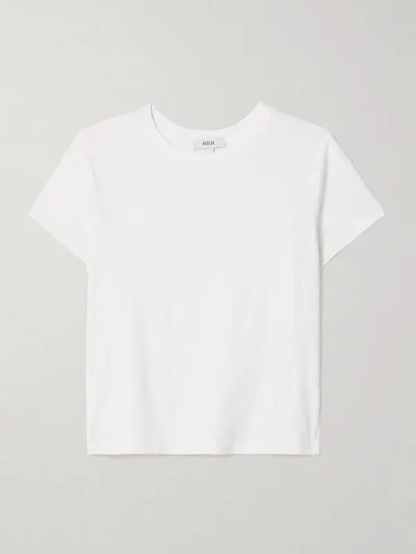 AGOLDE Adine Cropped Organic Cotton-jersey T-shirt - Neutrals