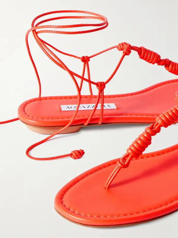AQUAZZURA Oaxaca Knotted Leather Sandals - Red