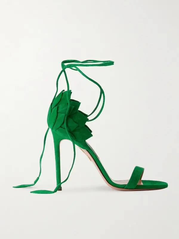 AQUAZZURA Hibiscus 105 Lace-up Sandals - Green