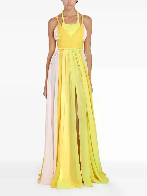 green emerald velvet dress Giambattista Valli Draped-Shoulder Maxi Dress