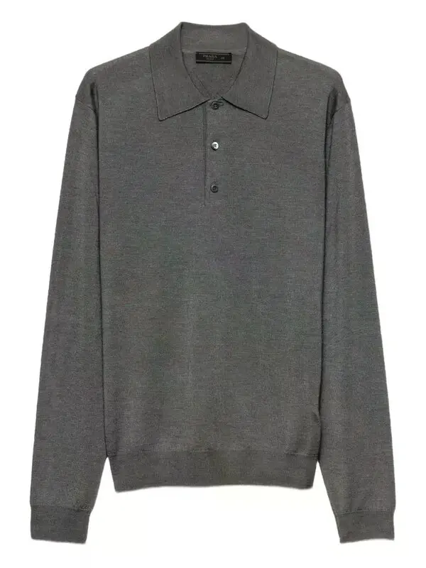 Prada Cashmere-blend Polo Shirt - Grey