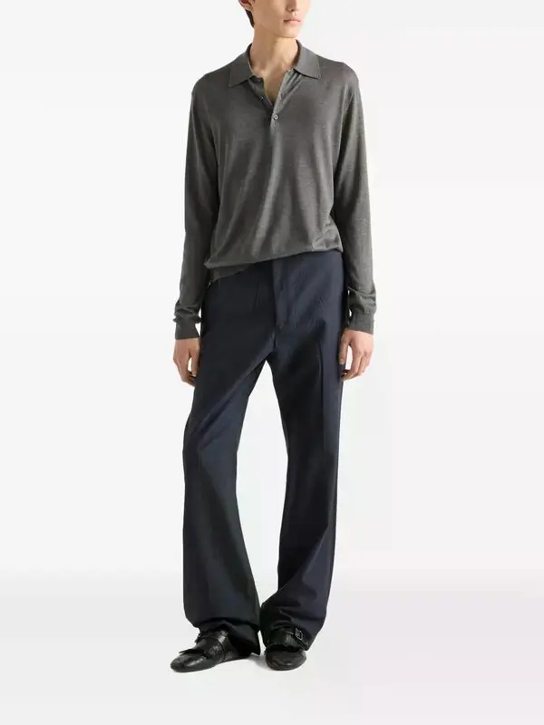 Prada Cashmere-blend Polo Shirt - Grey