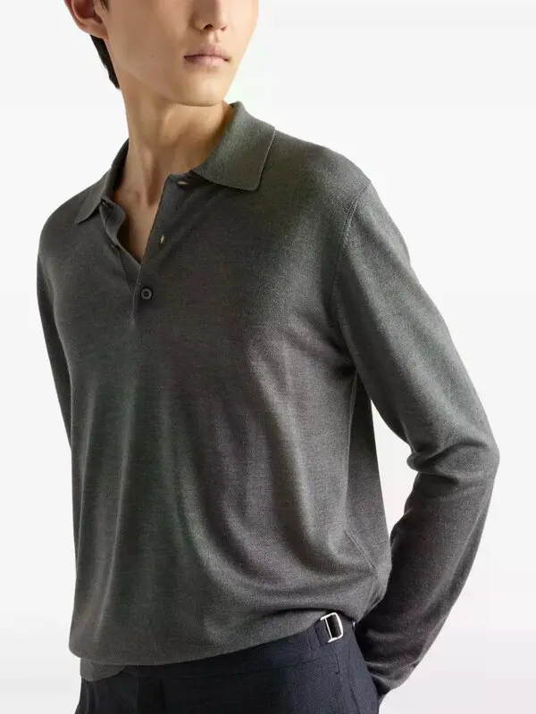 Prada Cashmere-blend Polo Shirt - Grey