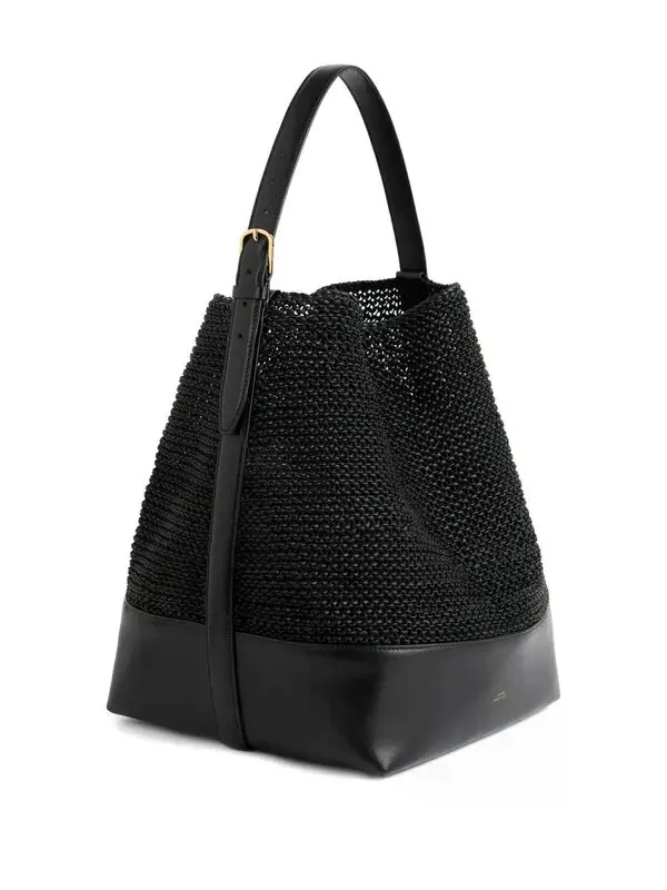 TOTEME Belted Woven Leather Tote Bag - Black