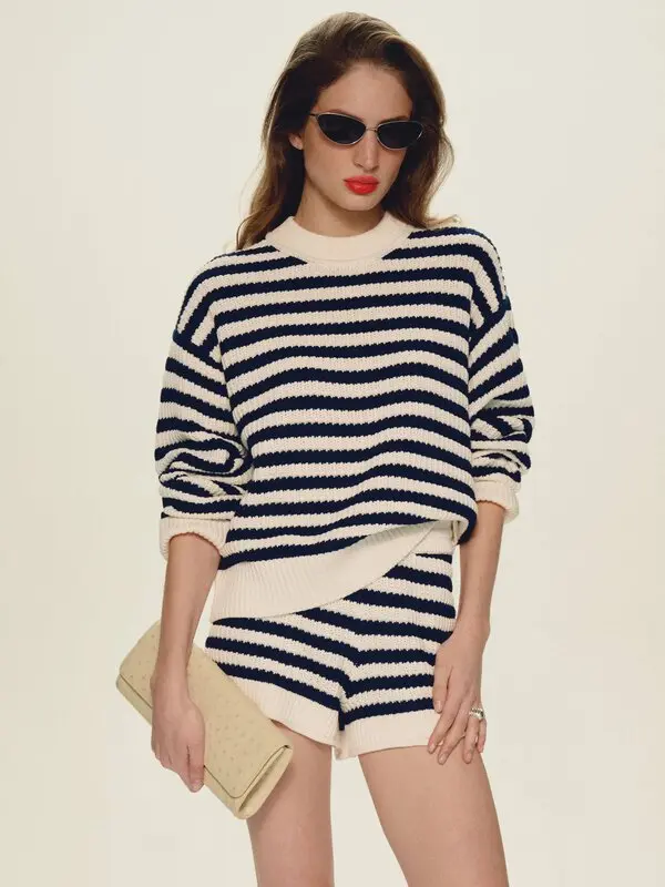 REFORMATION Collie Cotton Shorts - Ivory