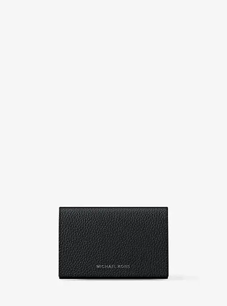 Michael Kors Hudson Pebbled Leather Card Case - Black