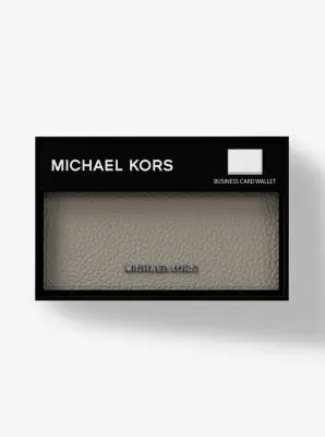 Michael Kors Hudson Pebbled Leather Card Case - Natural