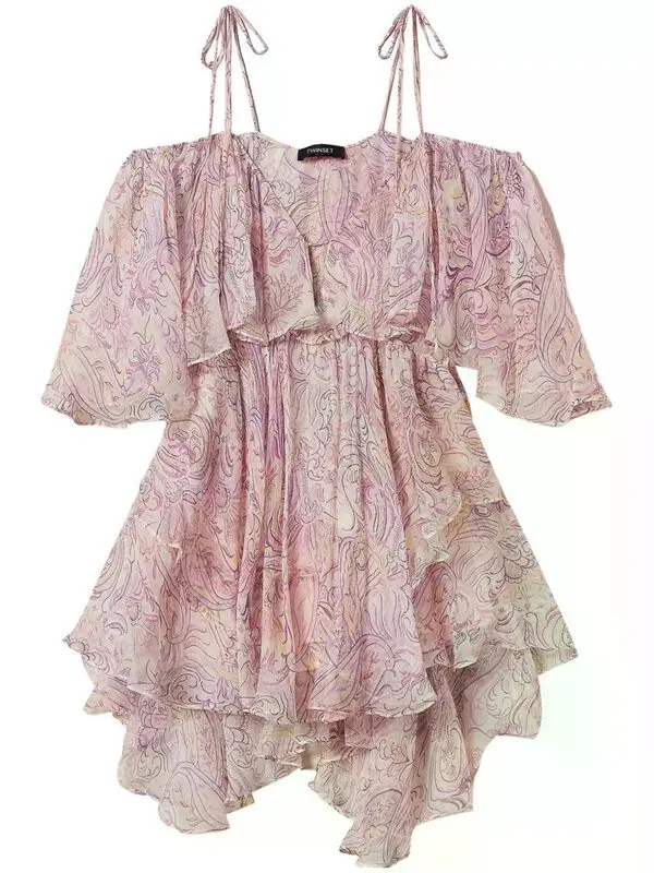 TWINSET Ruffled Paisley Print Mini Dress