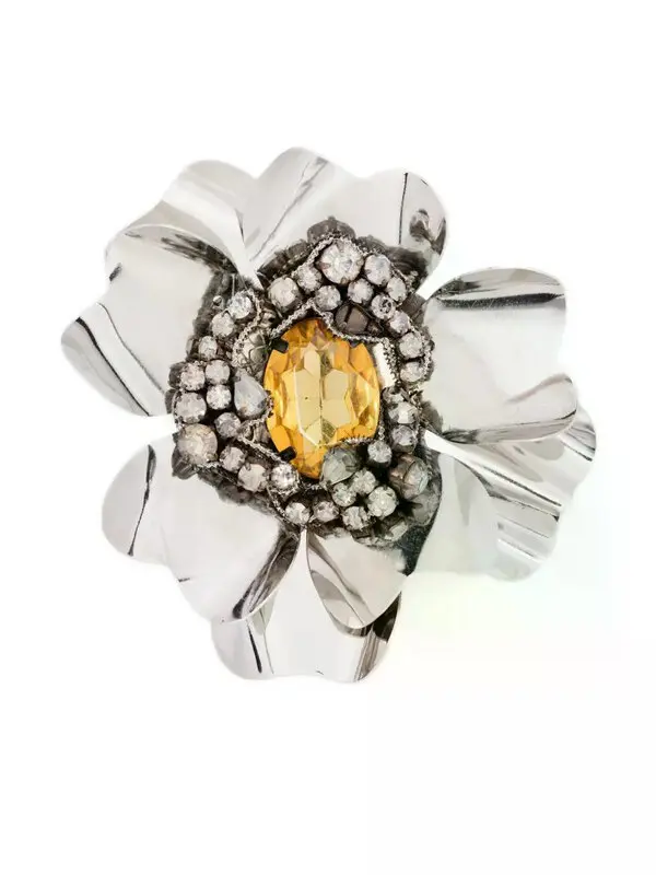N°21 Crystal-embellished Brooch - Silver