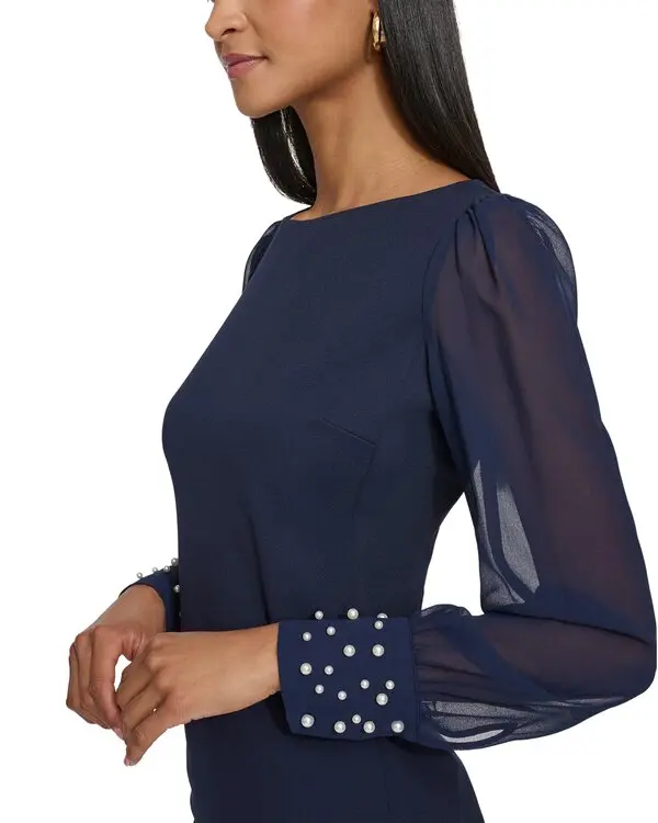 karl lagerfeld navy blue dress Women's Button-Embellished MIDI Sweater Dress | Blue main image 1